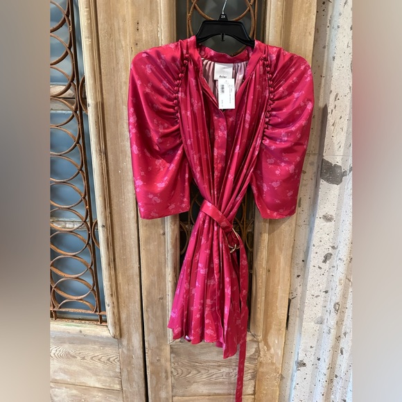 Acler | Dresses | Acler Size Hot Pink Floral Belted Mini Dress | Poshmark